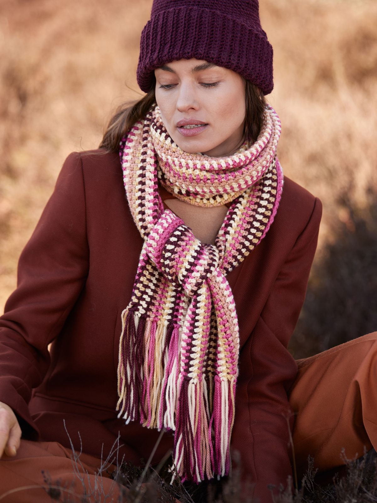 Häkelpaket Cool Merino Schal – Knotten Wolle