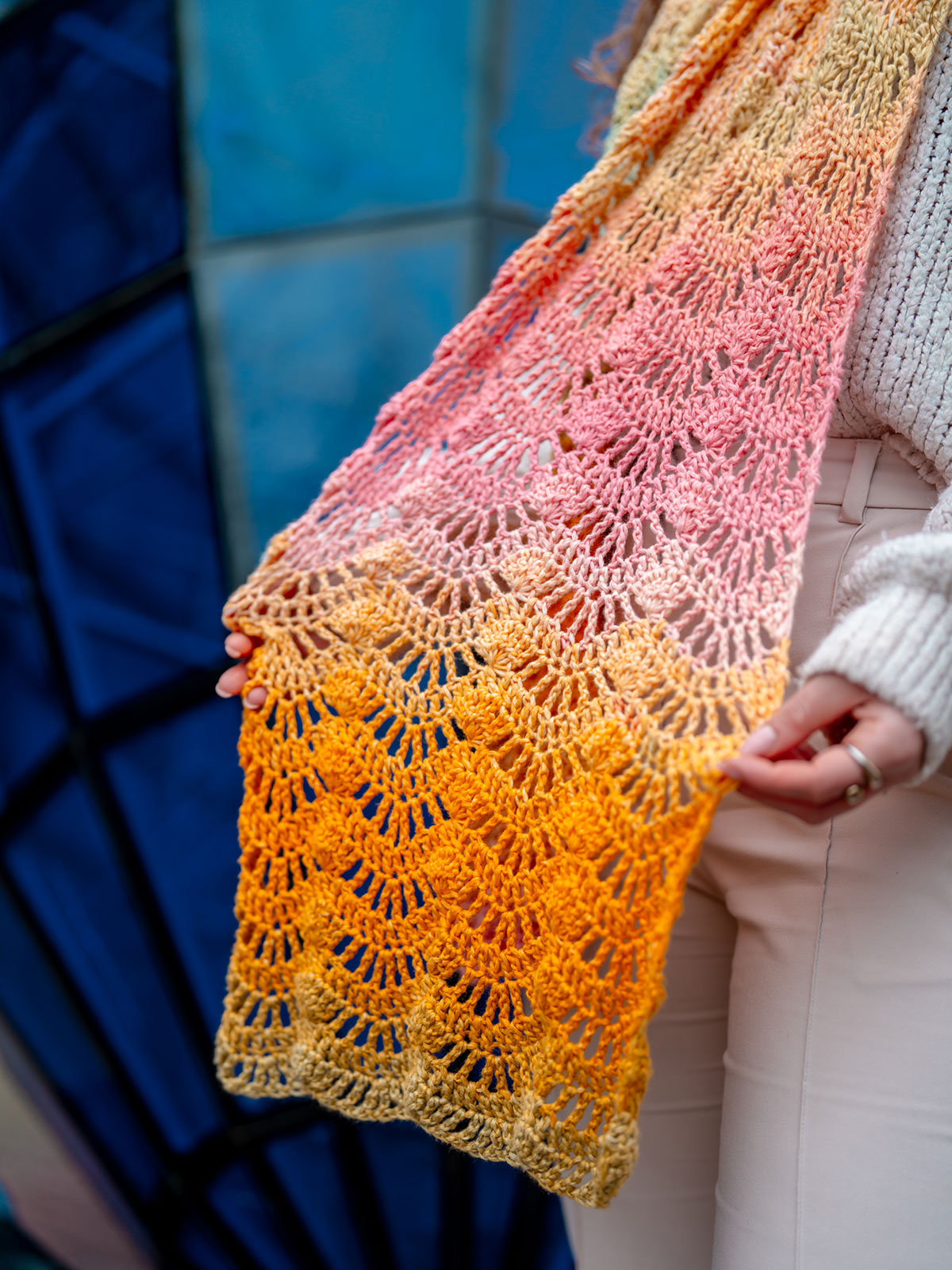 Häkelpaket Cotonella Schal – Knotten Wolle